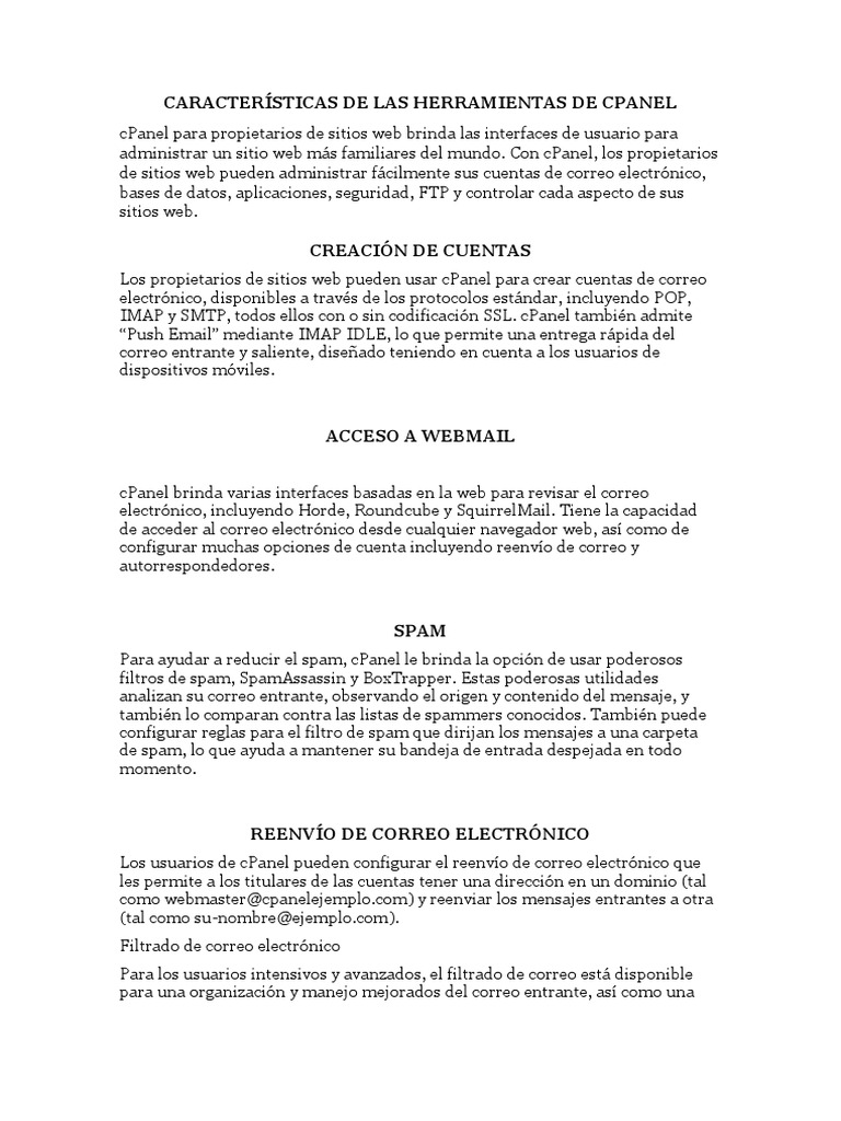 Características de Las Herramientas de Cpanel | PDF | Protocolo de transferencia de archivos ...