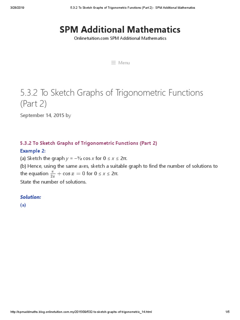 5.3.2 To Sketch Graphs of Trigonometric Functions (Part 2) - SPM ...