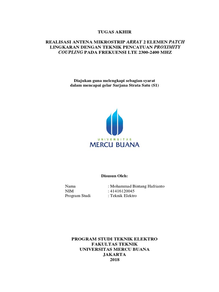 Laporan Skripsi Antena Mikrostrip Array PDF | PDF