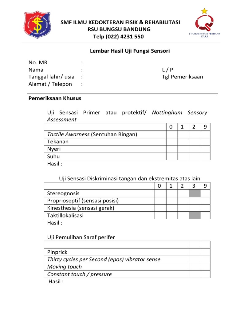 PENILAIAN FUNGSI SENSORI DAN MOTORIK TANGAN | PDF