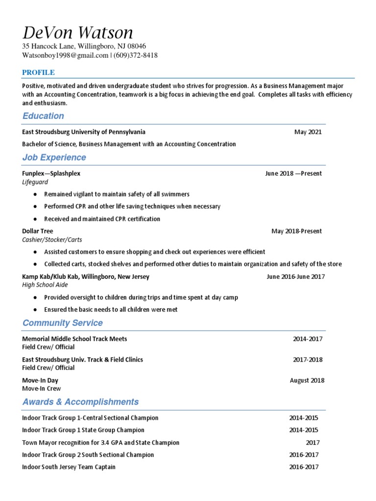 Devon Watson: Education | PDF | Business