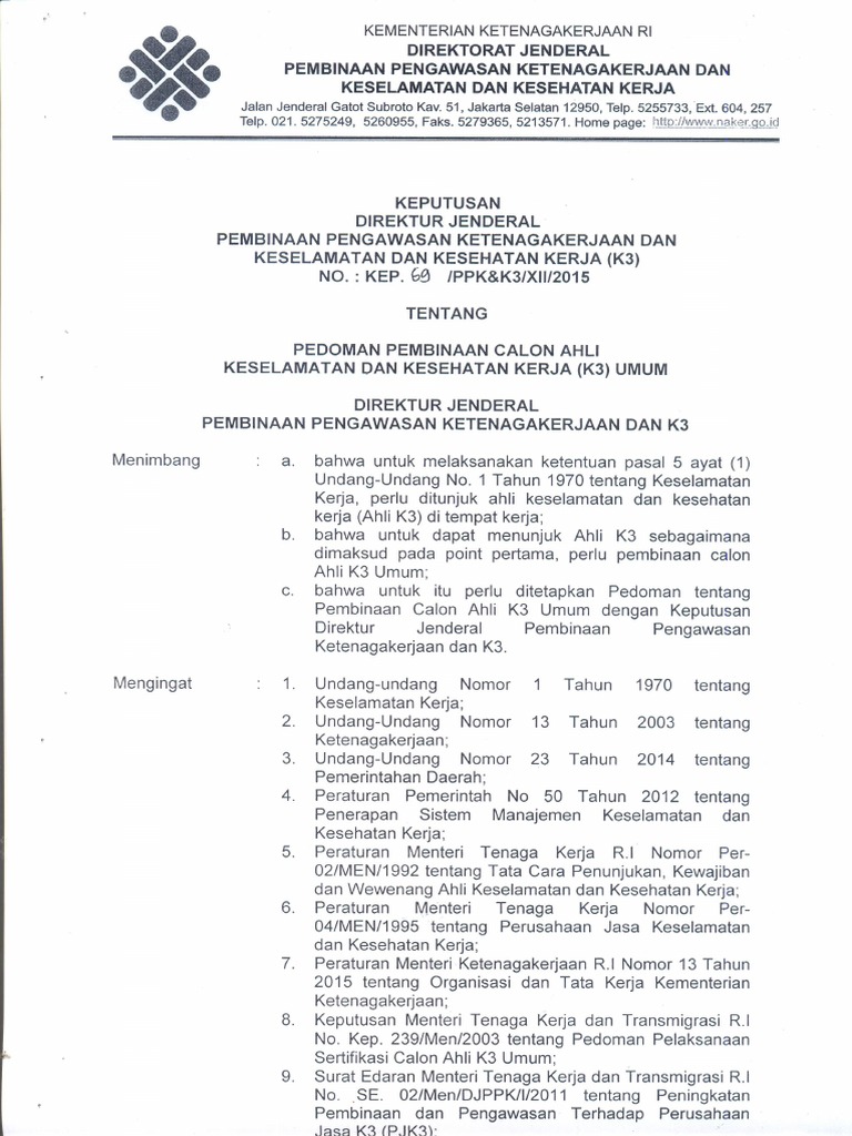 503020kepdirjen Pedoman Ahli K3 Umum PDF | PDF
