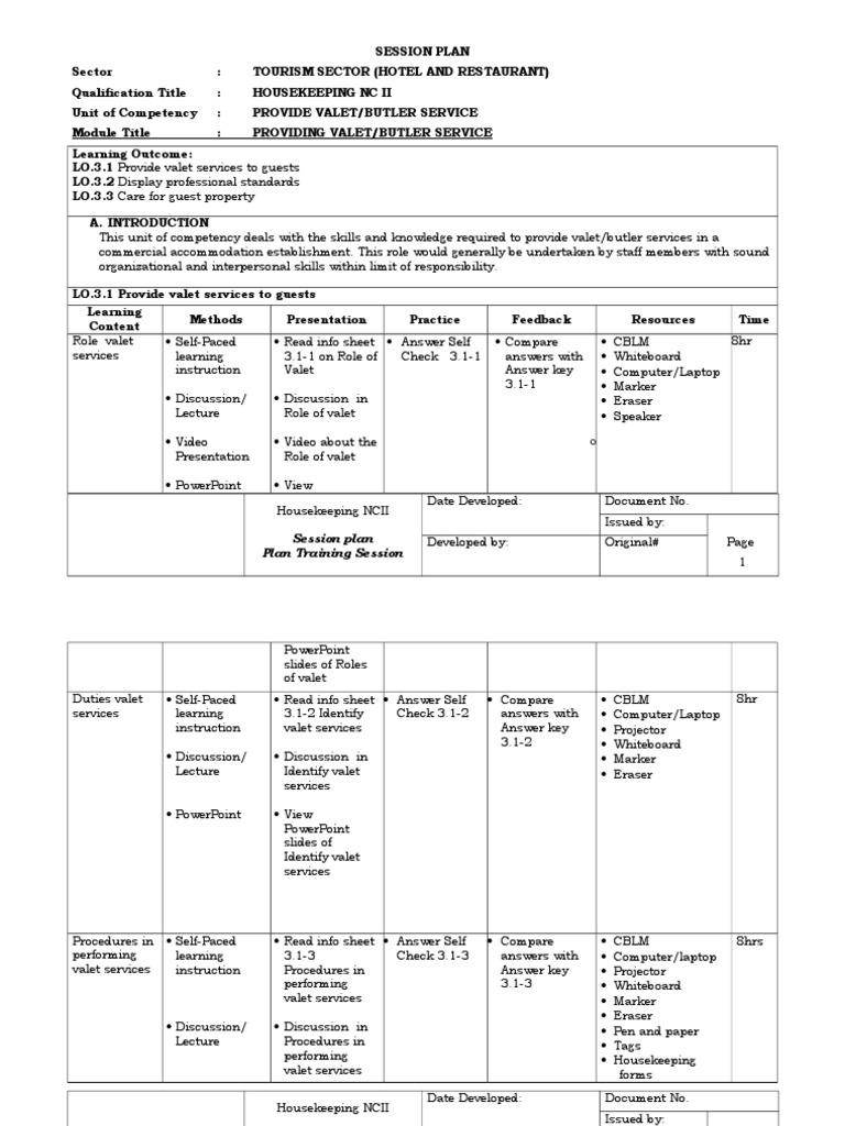 Session Plan | PDF | Housekeeping | Microsoft Power Point