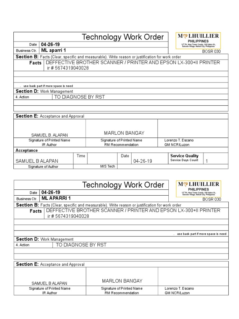 Technology Work Order | PDF