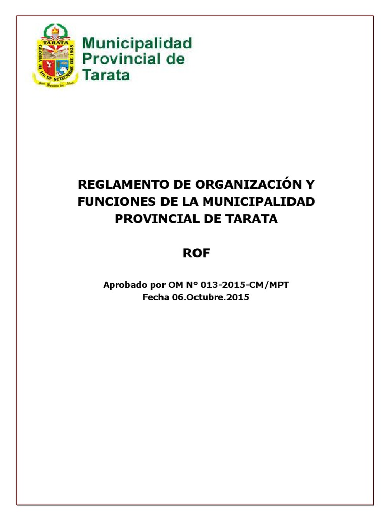 Rof Tarata PDF | PDF | Alcalde | Gobierno local