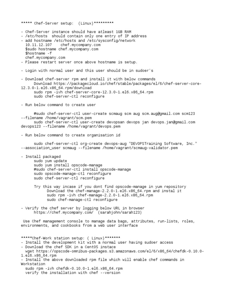 Chef Installation | PDF | Sudo | Web Server