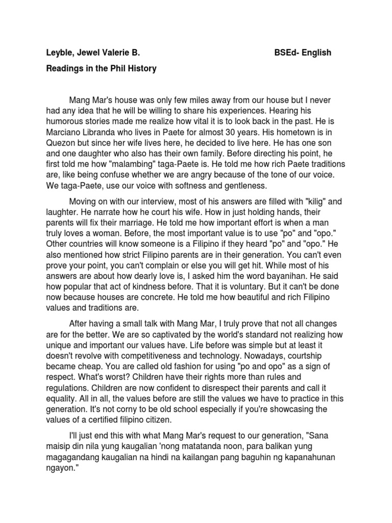 Leyble, Jewel Valerie B. Bsed-English Readings in The Phil History | PDF