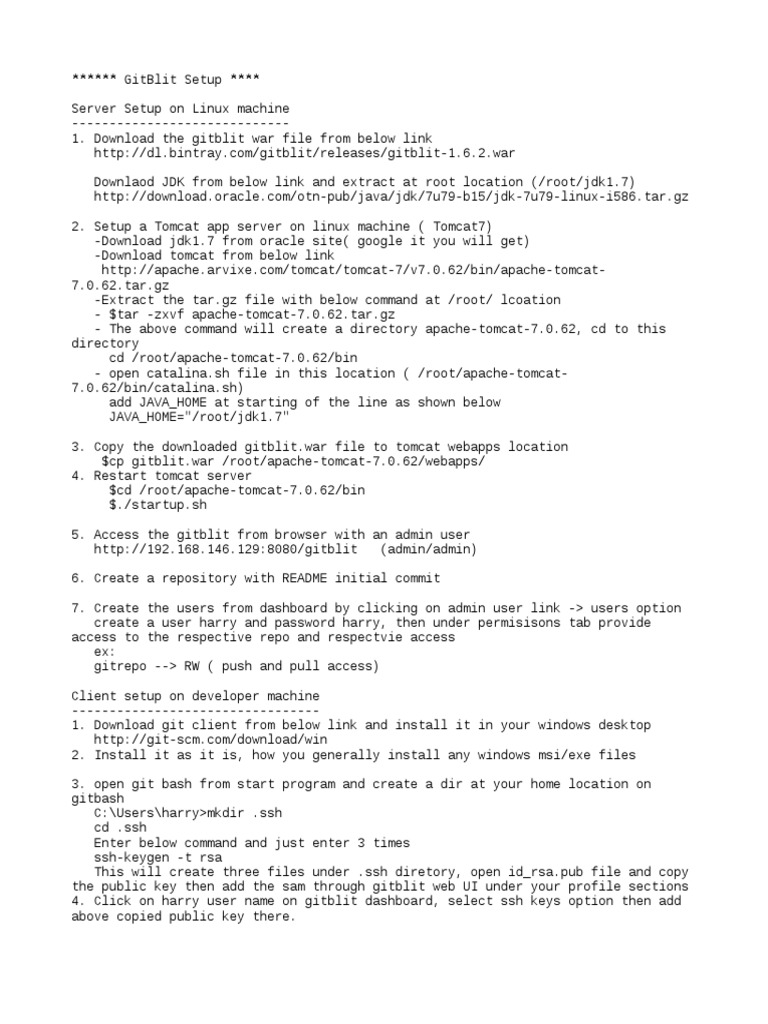 Gitblit Setup | Download Free PDF | Web Application | Secure Shell