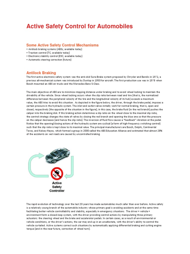 Active Safety Control For Automobiles | PDF | Anti Lock Braking System ...