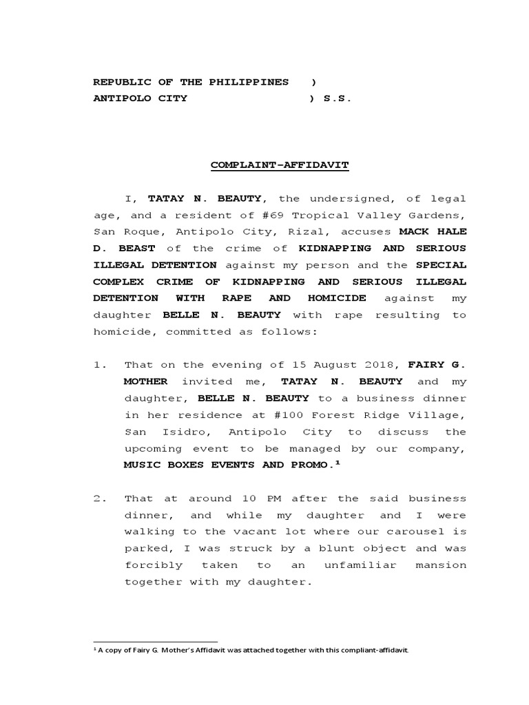 Complaint Affidavit Prosecution | PDF | Criminal Justice | Crime & Violence