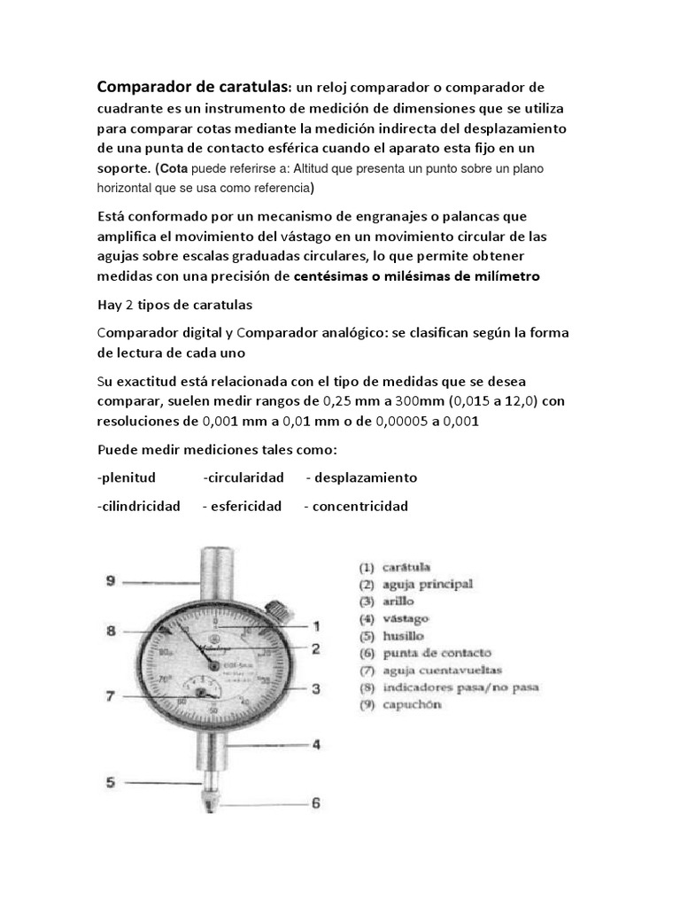 Instrumentos de Medición: Comparadores y Más | PDF | Bienes ...