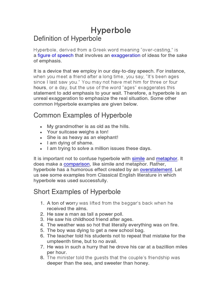 Hyperbole | PDF | Poetry