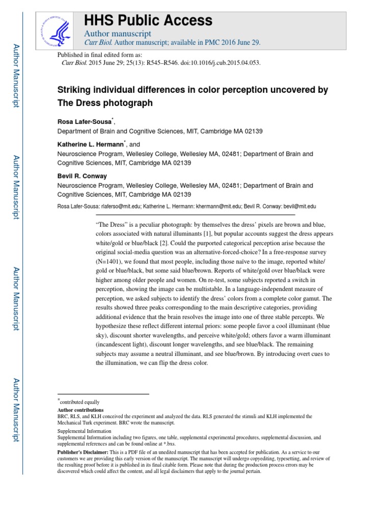 The Dress | PDF | Perception | Color