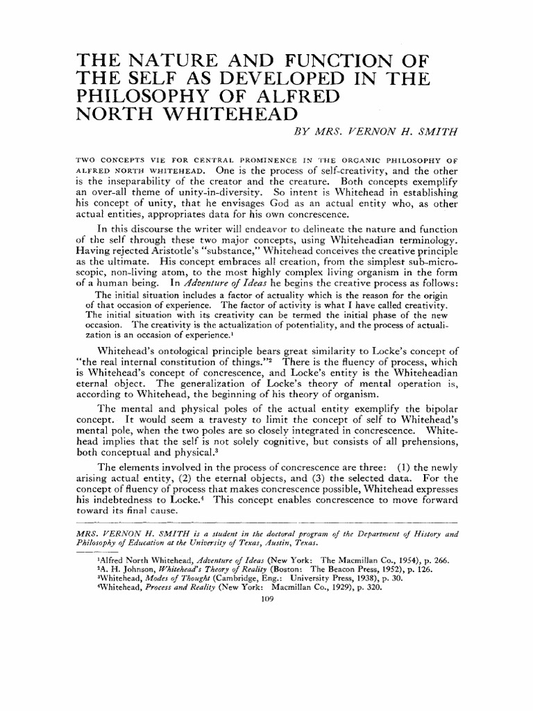 THE in The: Nature and Function of T H E Self As Developed Philosophy ...