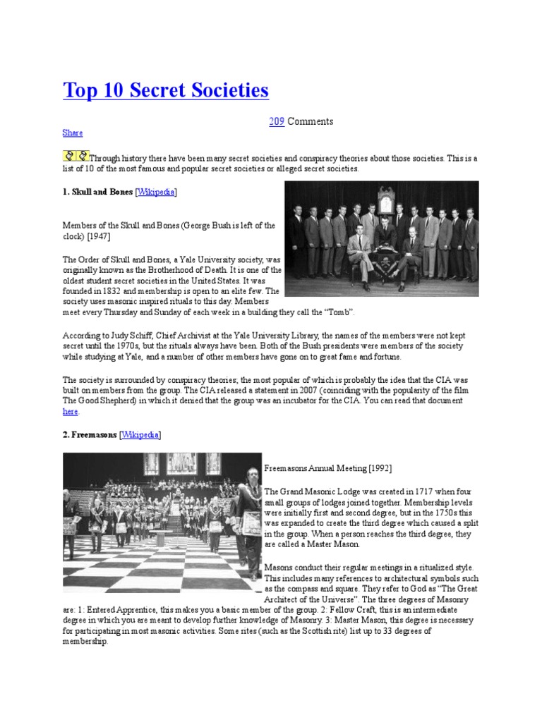 Top 10 Secret Societies Revealed | PDF | Freemasonry | Rosicrucianism