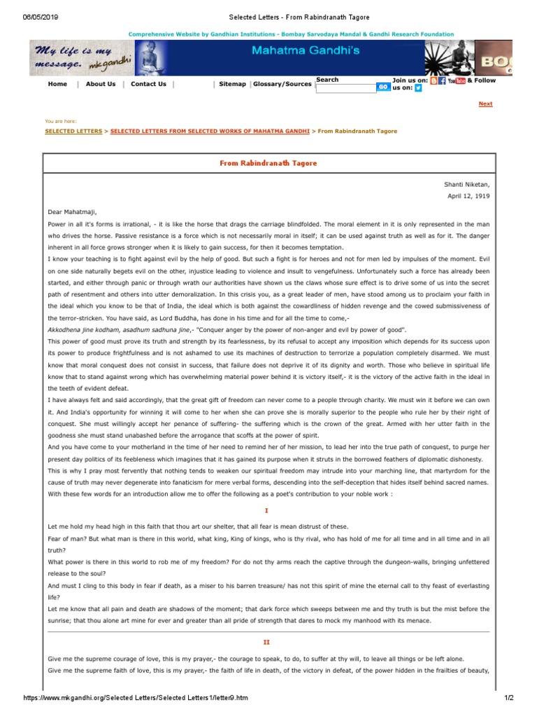 Selected Letters - From Rabindranath Tagore | PDF