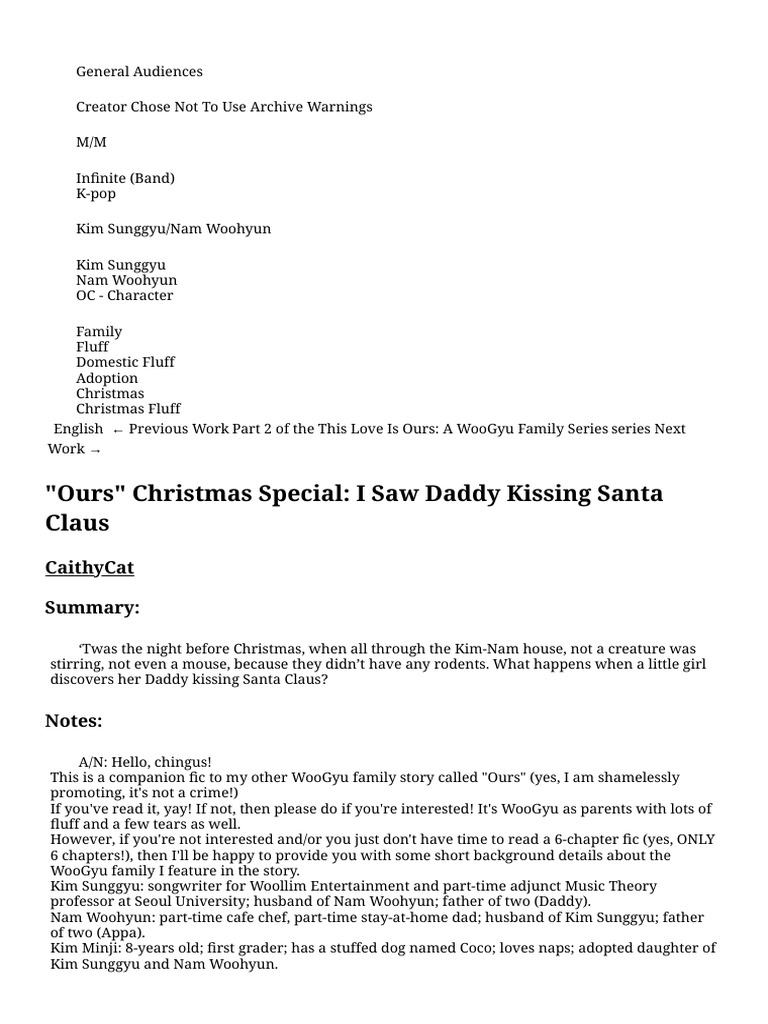 Ours - Christmas Special - I Saw Daddy Kissing Santa Claus - CaithyCat - Infinite (Band ...