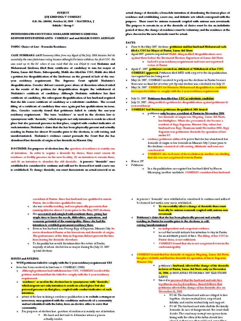 Digest Template | Download Free PDF | Domicile (Law) | Government ...