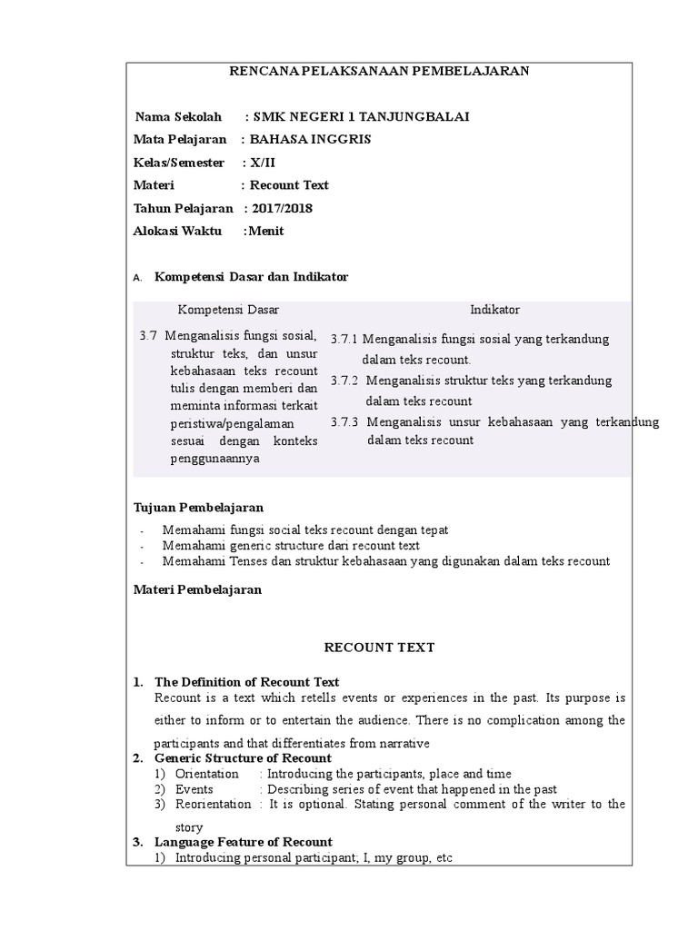 RPP Recount Text | PDF | Language Mechanics | Cognitive Science