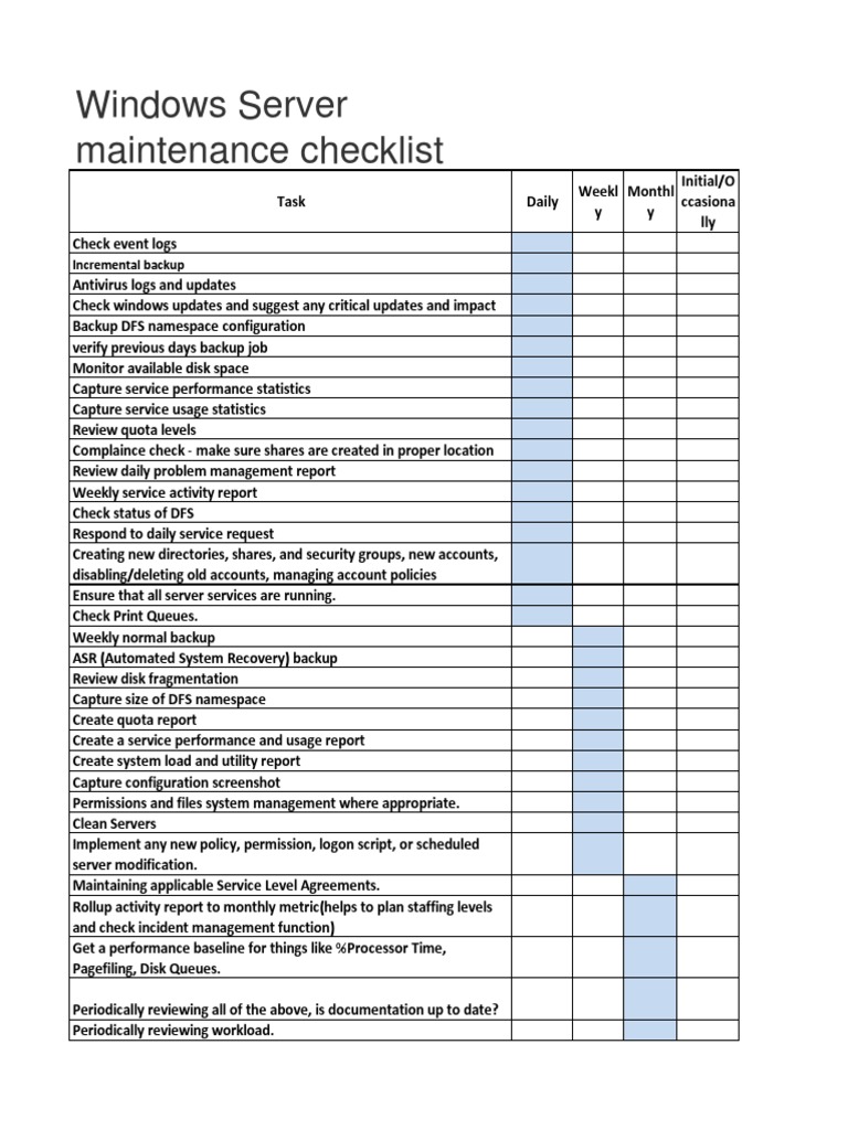 00 Windows-Server-Maintenance-Checklist PDF | PDF | Computers