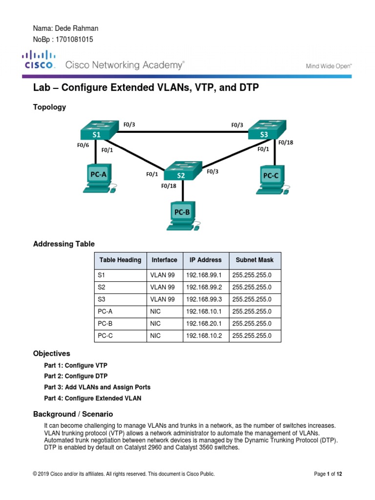 2.1.4.5 Lab - Configure Extended VLANs, VTP, And DTP | Network Switch ...