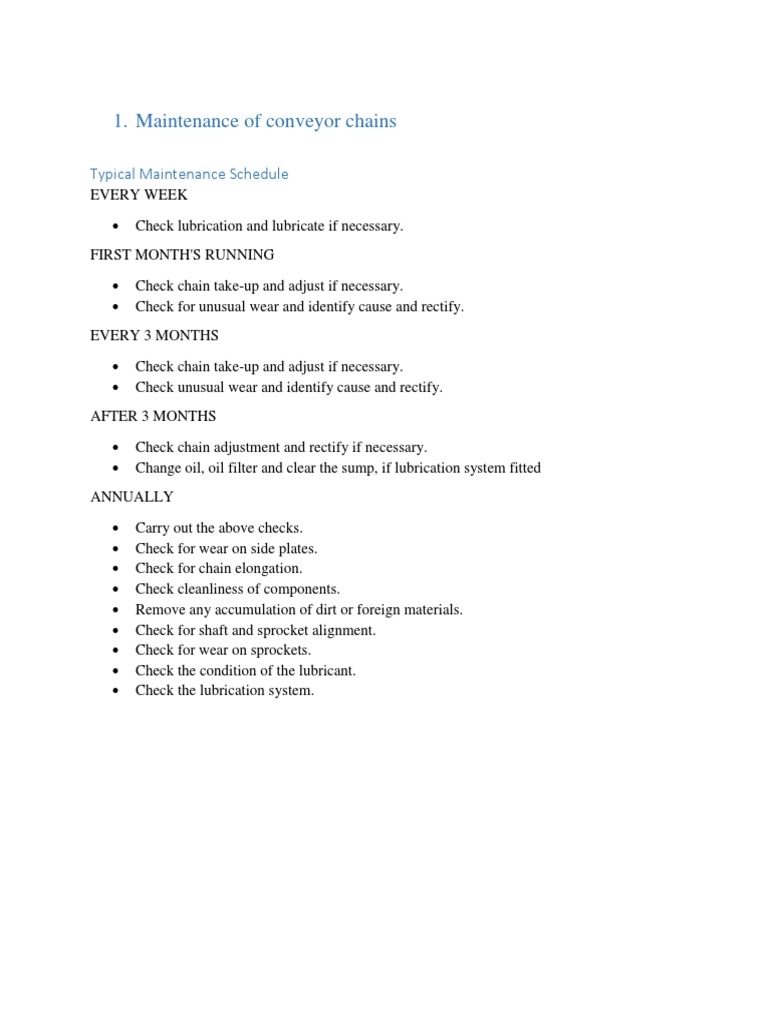 Maintenance On Conveyor Chains | PDF