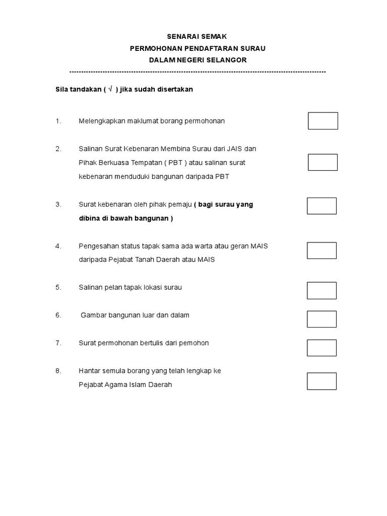 Borang Pendaftaran Surau Pdf