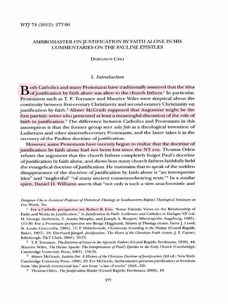 Ambrosiaster On Justification by Faith Alone | PDF | Justification ...