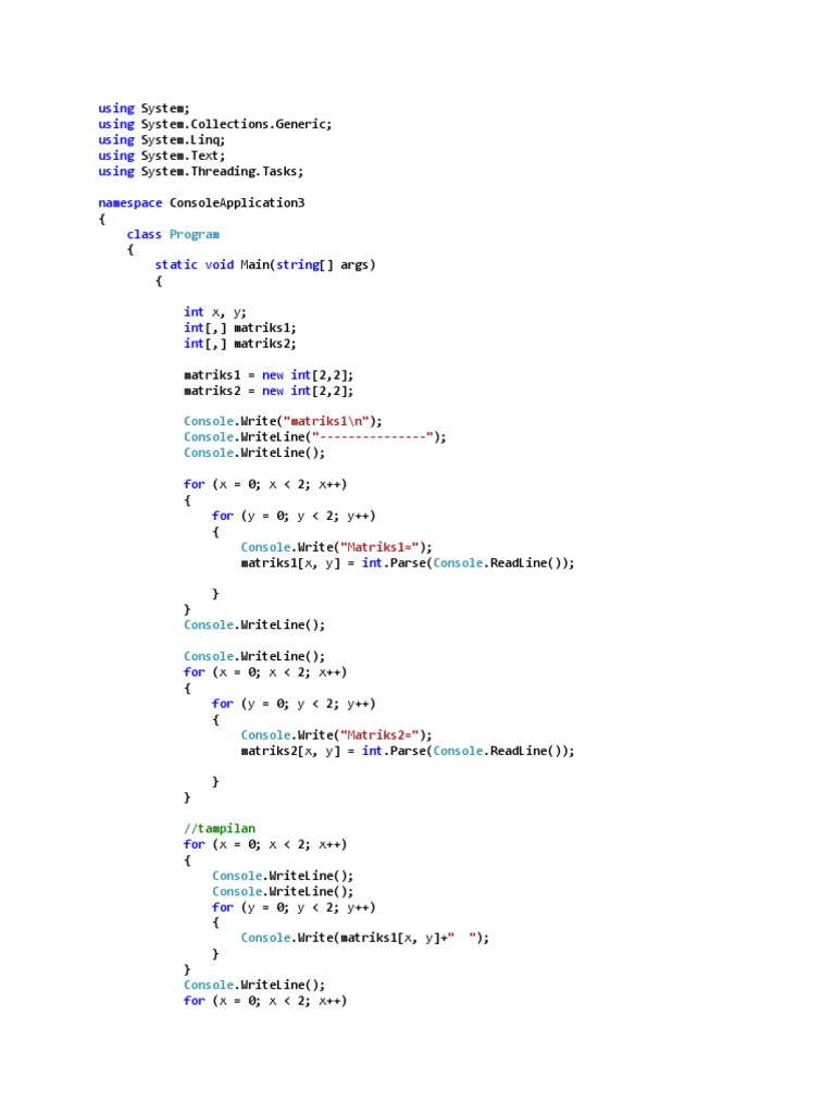 Program Using Using Using Using Using Namespace Class Static Void String Pdf Computer 