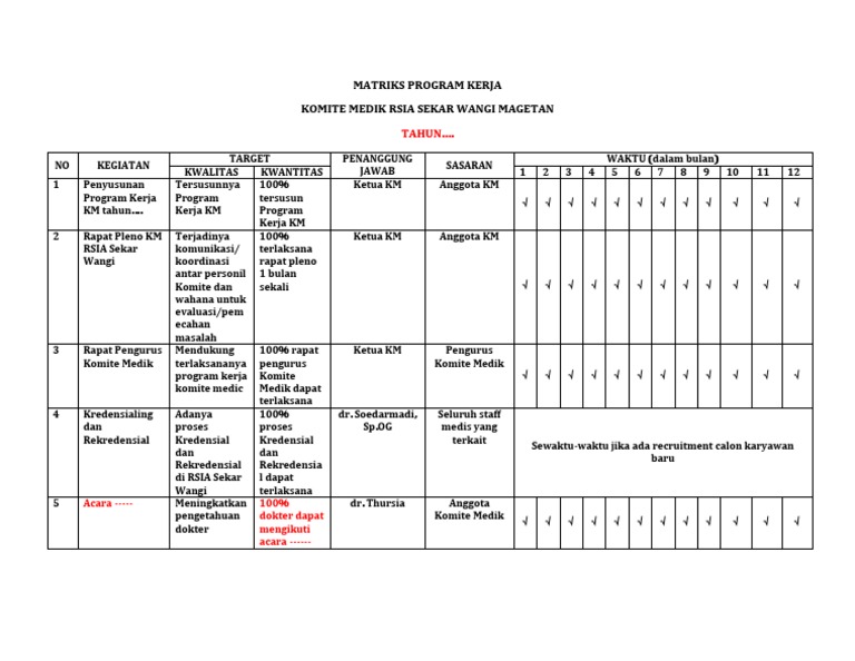 Matriks Program Kerja | PDF | Bisnis