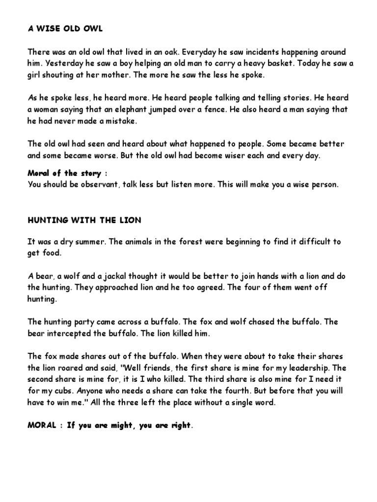 A Wise Old Owl | PDF | Lion | Sheep