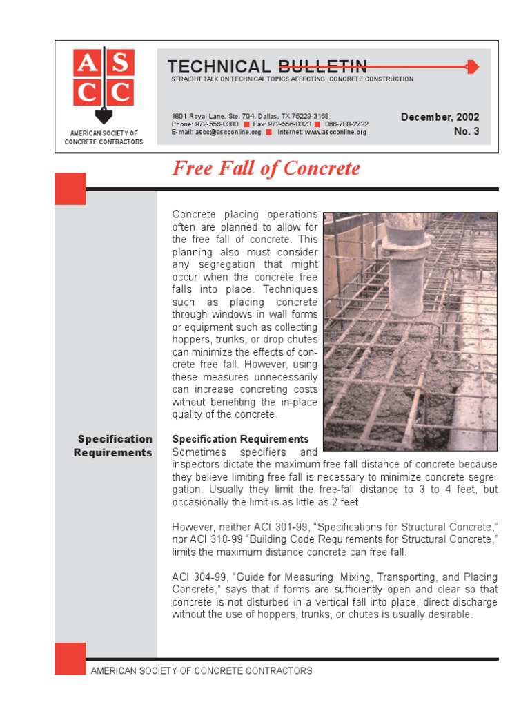 Tech Bull 3 - Free Fall of Concrete | PDF | Deep Foundation | Concrete