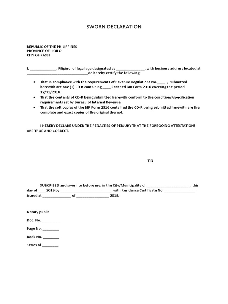 Sworn Declaration | PDF