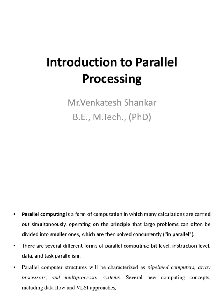 Introduction To Parallel Processing Pdf Central Processing Unit Parallel Computing