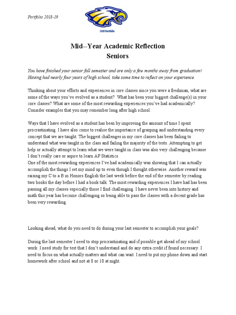 Mid - Year Academic Reflection | PDF