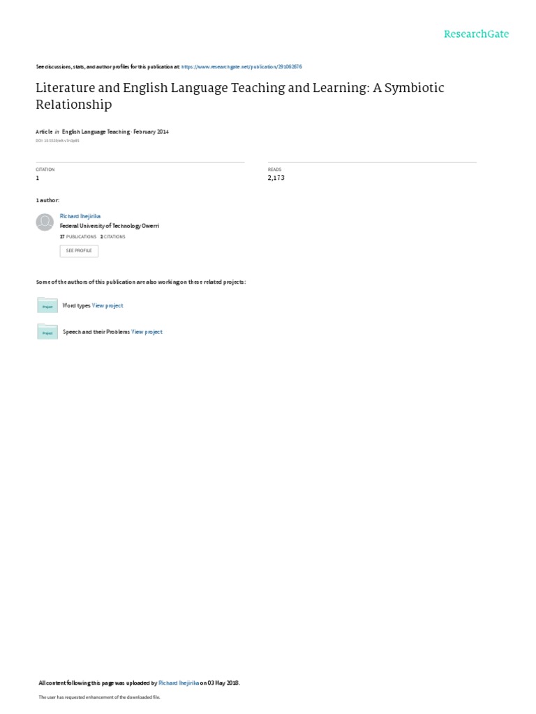 Literature and English Language Teaching and Learn | PDF | Teachers ...