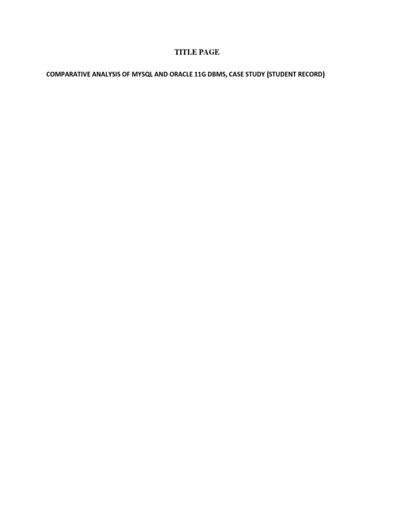 Comparative Analysis Of Mysql And Oracle 11g Dbms Pdf Oracle Database Ibm Db2
