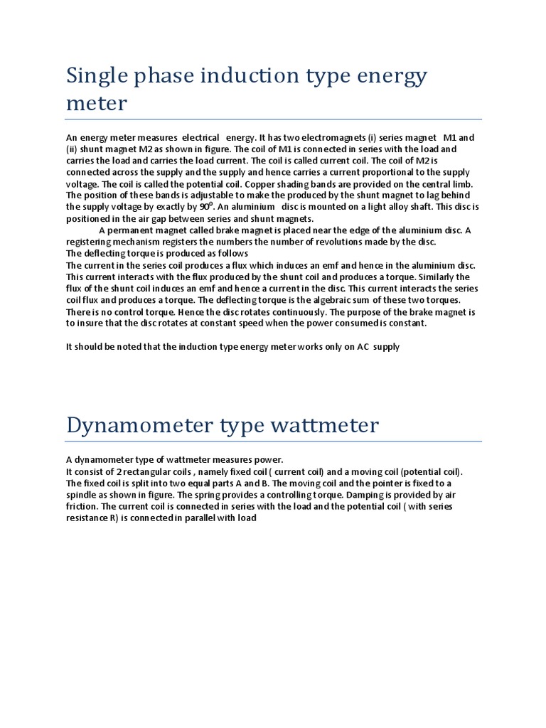 An Explanation of How a Single Phase Induction Type Energy Meter Works ...