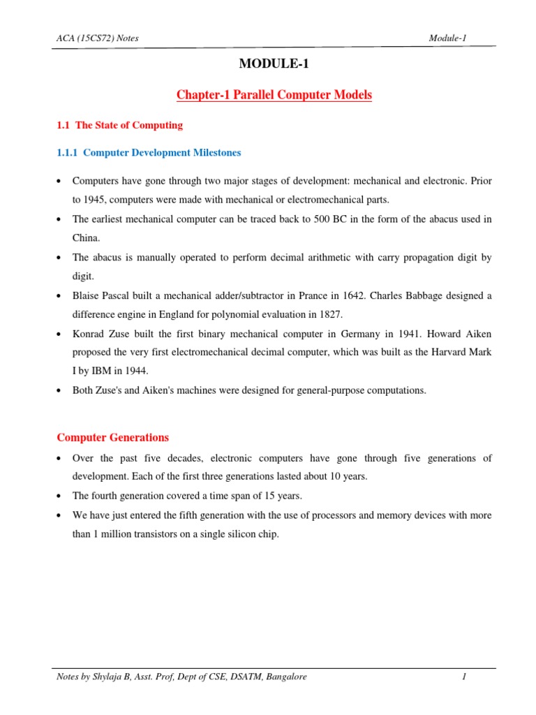 Module 1 ACA | PDF | Parallel Computing | Central Processing Unit