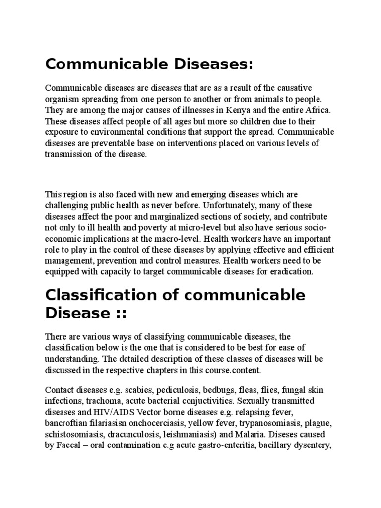 Communicable Diseases | PDF | Common Cold | Cholera