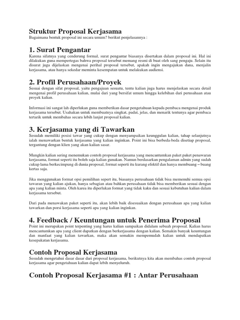 Struktur Proposal Kerjasama | PDF