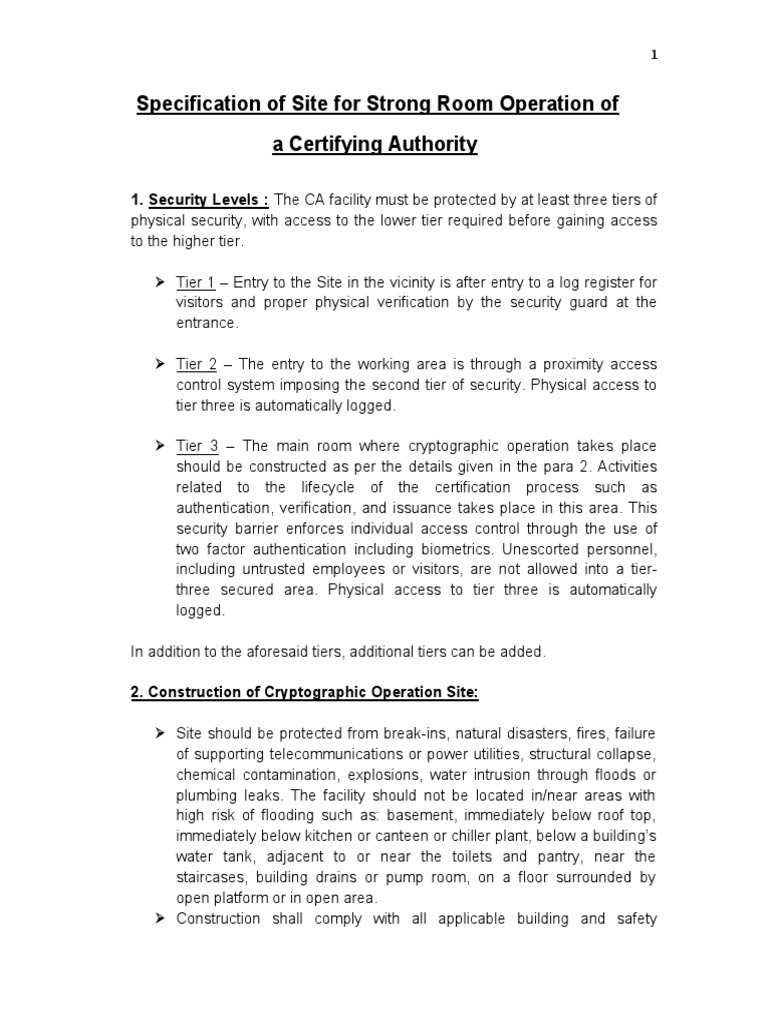 Strong Room Security Specifications | PDF | Security Alarm | Access Control