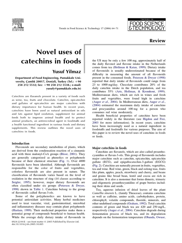 Novel Uses of Catechins in Foods PDF | PDF | Flavonoid | Dietary ...