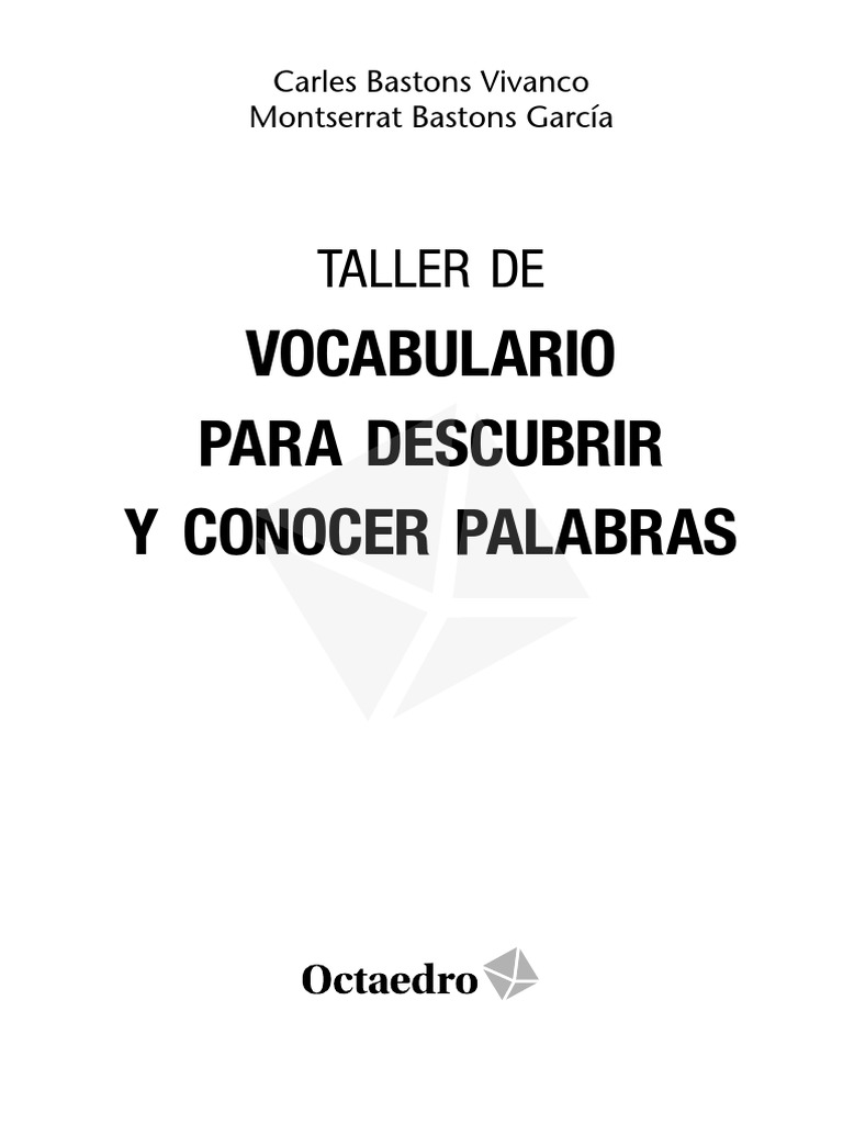 Taller de Vocabulario para Descubrir y Conocer Palabras | PDF | Léxico ...