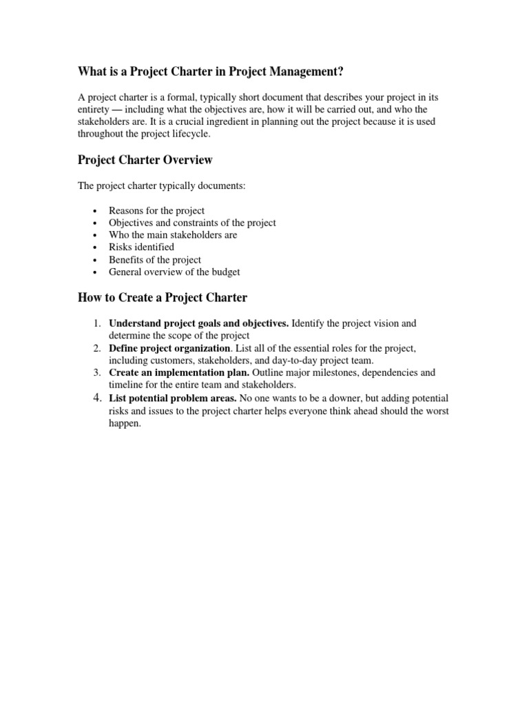 Project Charter Overview and Guide | PDF | Project Management | Goal