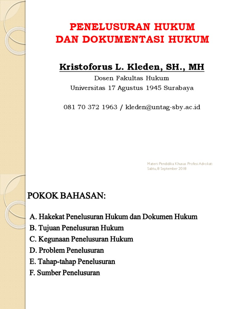 Penelusuran Hukum Dan Dokumentasi Hukum | PDF