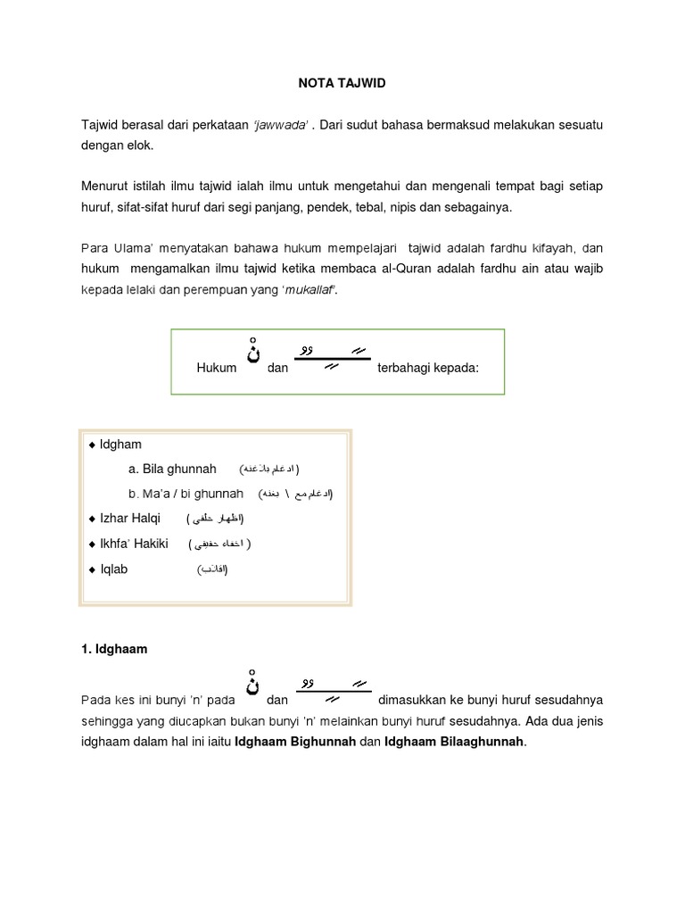 Nota Tajwid | PDF