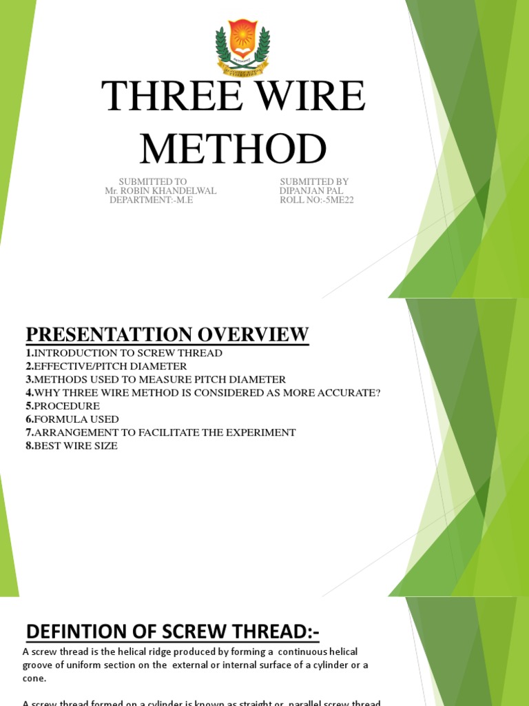 On Three Wire Method | PDF | Screw | Geometry