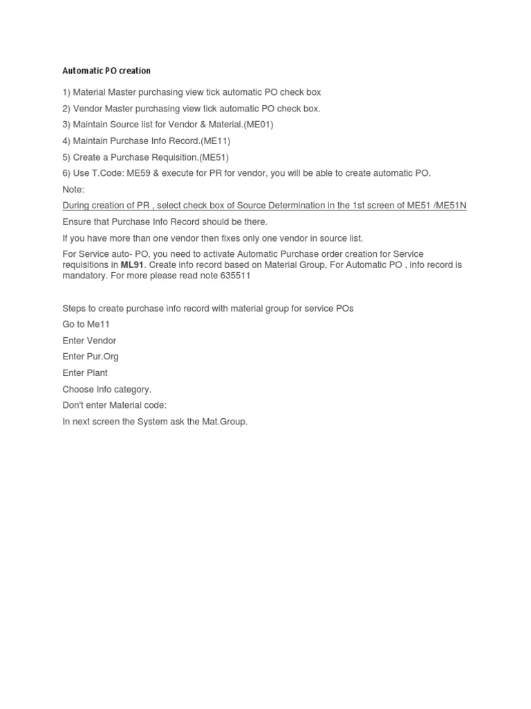 Automatic PO Creation | PDF