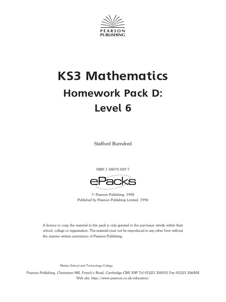KS3 Mathematics: Homework Pack D: Level 6 | PDF | Percentage | Fraction ...